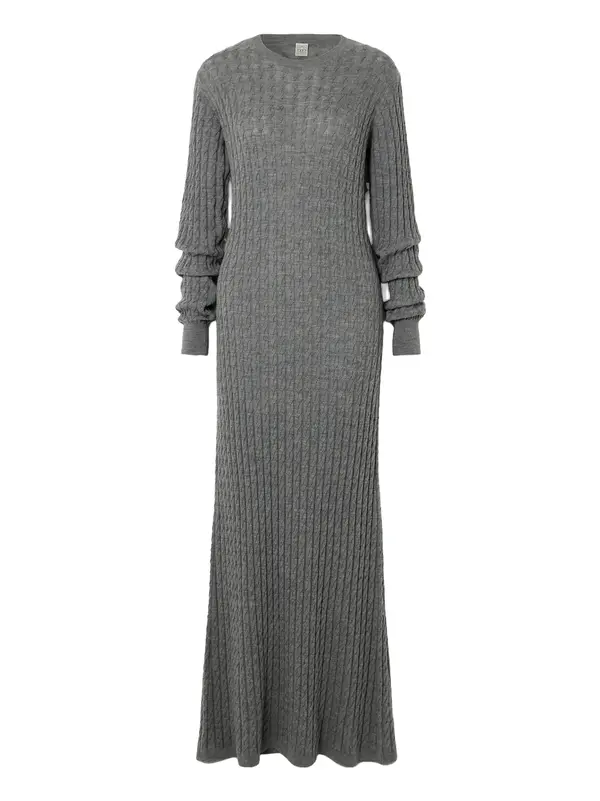 TOTEME Cable-knit Wool Maxi Dress - Gray