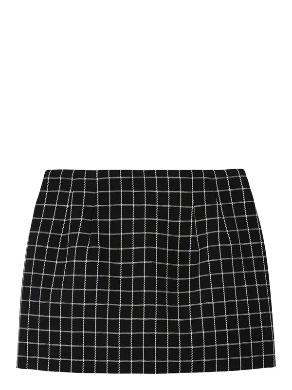 Wardrobe.NYC Contour Checked Wool-twill Mini Skirt - Black