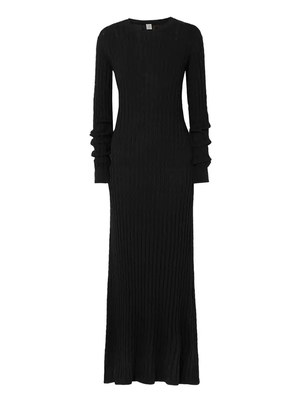 TOTEME Cable-knit Wool Maxi Dress - Black