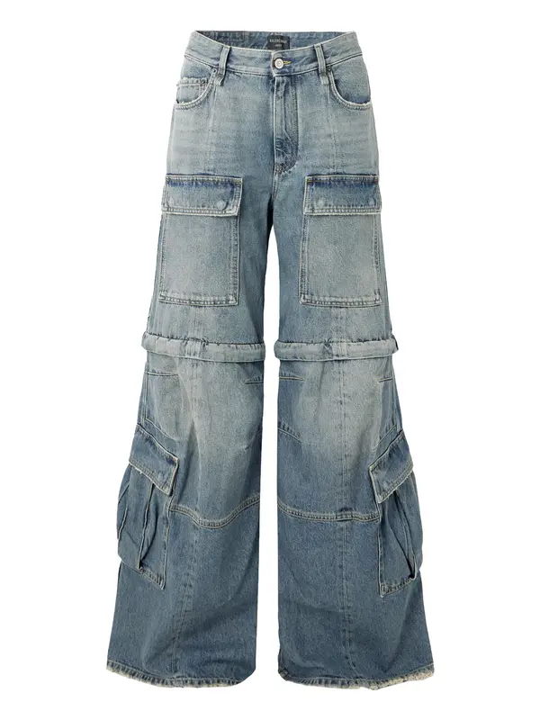 Balenciaga Mid-rise Wide-leg Cargo Jeans - Blue