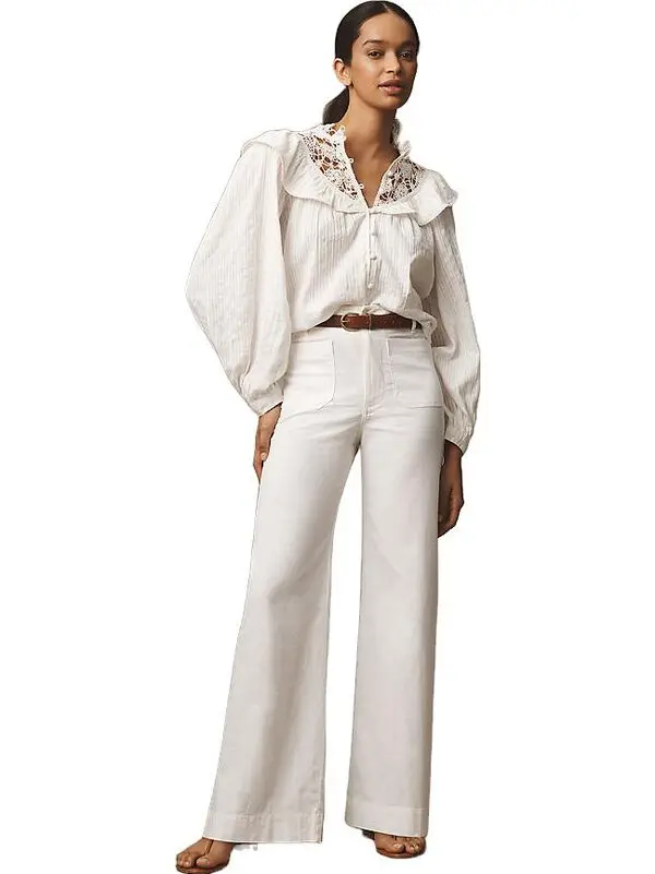 Maeve The Colette Beachy Linen Wide-leg Pants - Bright White