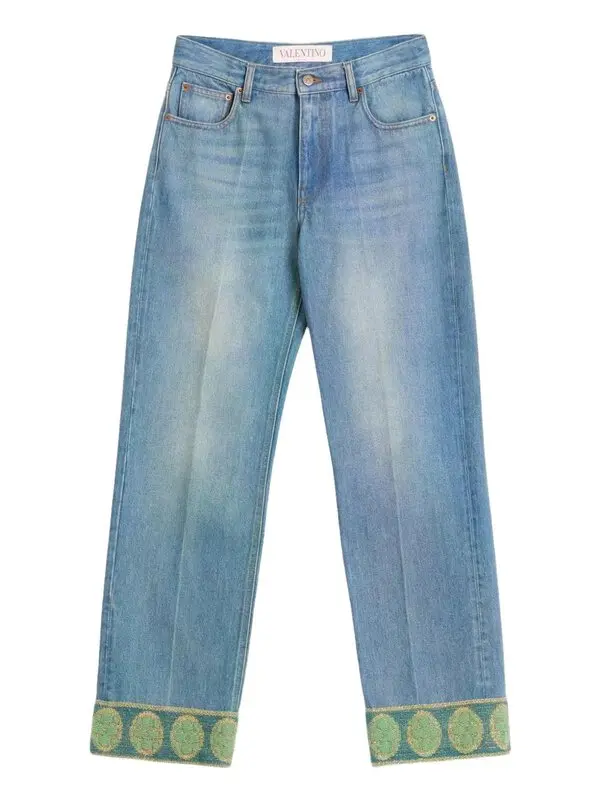 Valentino Garavani Jacquard-trim Jeans - Blue