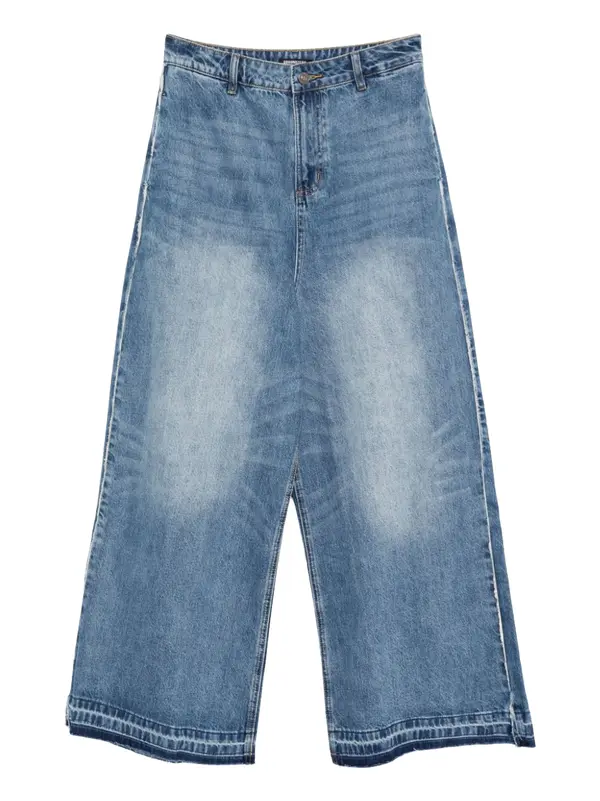 GROUND ZERO Faded Wide-leg Jeans - Blue