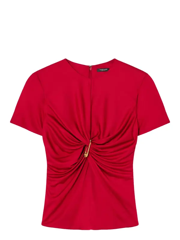 Versace Safety Pin Gathered Top - Red
