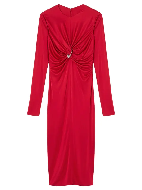 Versace Safety Pin Gathered Midi Dress - Red