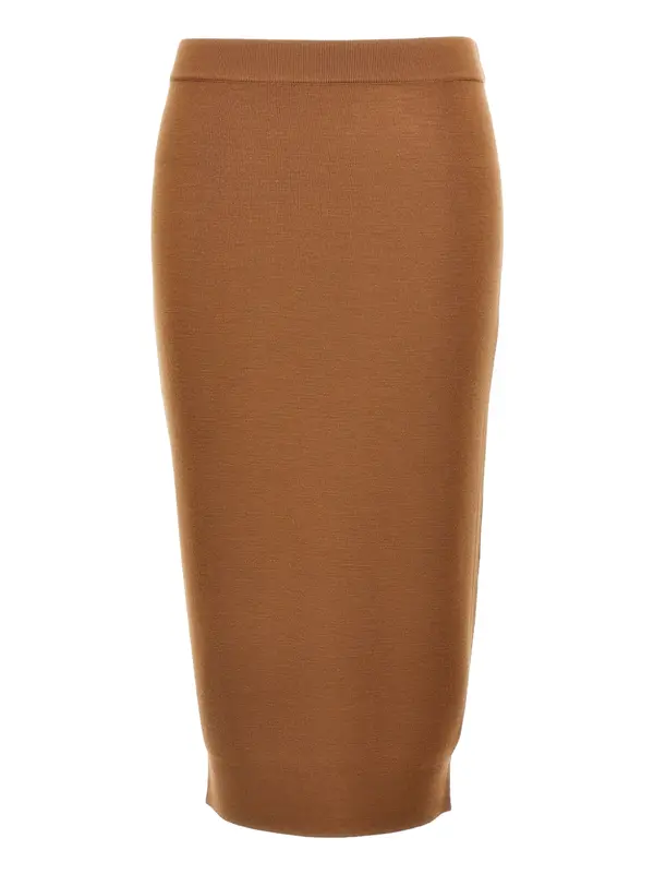 Saint Laurent Mila Pencil Midi Skirt - Brown