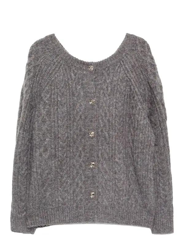 TOUT A COUP Cable Knit Cardigan - Grey