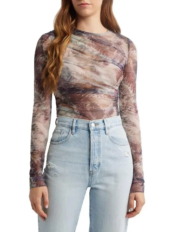 MISTRESS ROCKS Printed Long Sleeve Top - Draped Printed