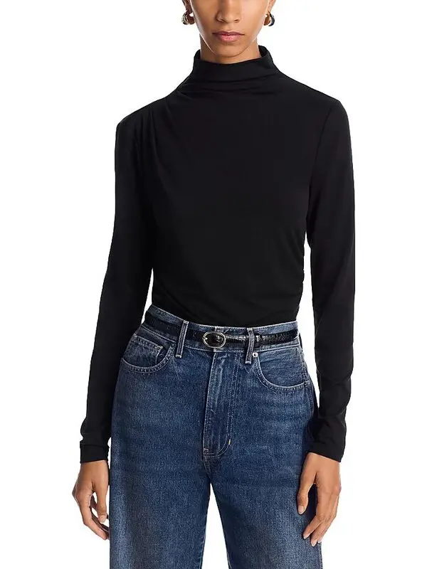 Veronica Beard Mylie Mock Neck Top - Black