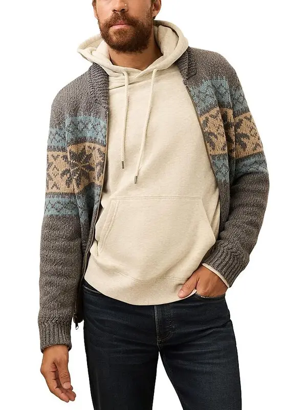 Faherty Brand Regular Fit Zip Cardigan Sweater - Iron Coast