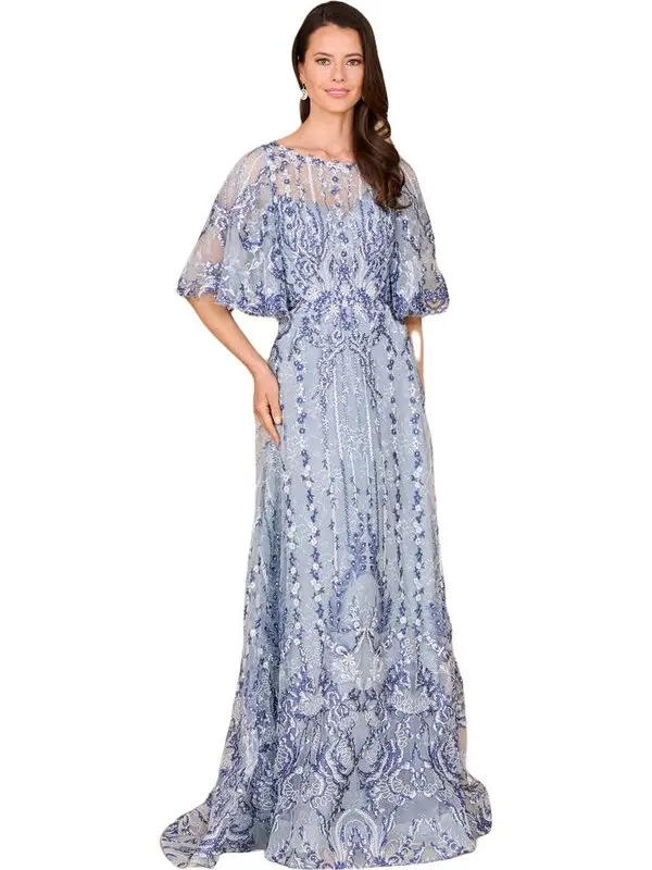 LARA NEW YORK A-line Embellished Gown - Blue