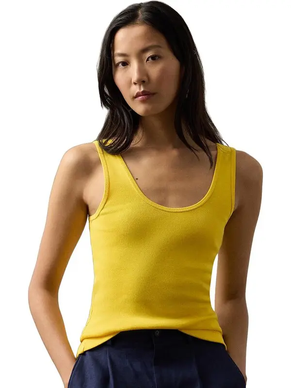 Ralph Lauren Ellis Rib-knit Cotton-blend Tank Top - Racing Yellow