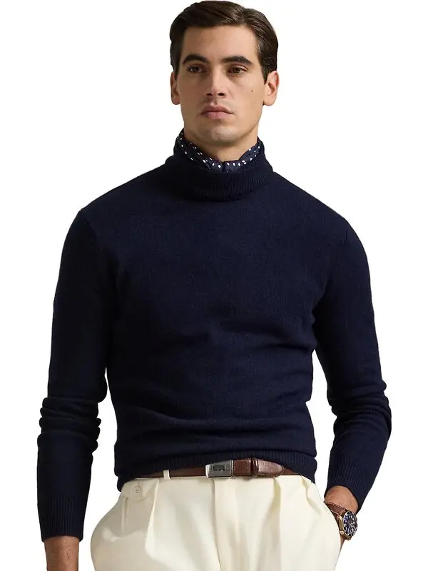 Ralph Lauren Wool-cotton Turtleneck Sweater - Hunter Navy