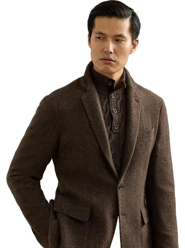 Ralph Lauren Hadley Hand-tailored Herringbone Jacket - Dark Brown Multi