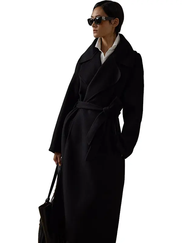 Ralph Lauren Leonarda Cashmere Wrap Coat - Black