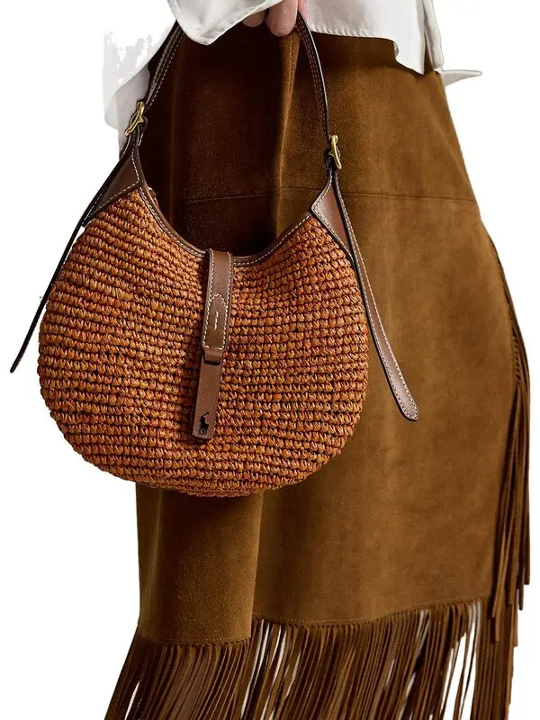 Ralph Lauren Polo Id Raffia Shoulder Bag - Sequoia/cuoio