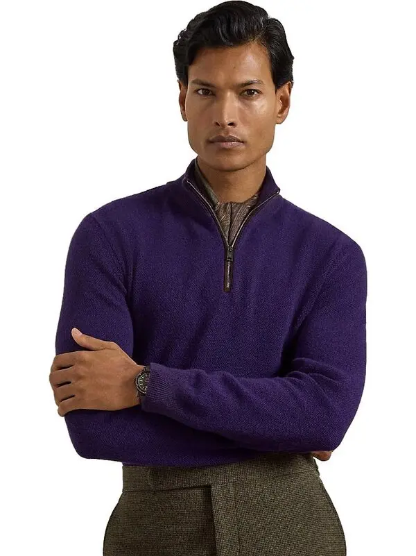 Ralph Lauren Birdseye Cashmere Quarter-zip Sweater - Amethyst