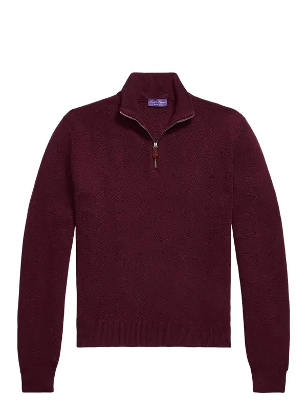Ralph Lauren Birdseye Cashmere Quarter-zip Sweater - Red Mahogany