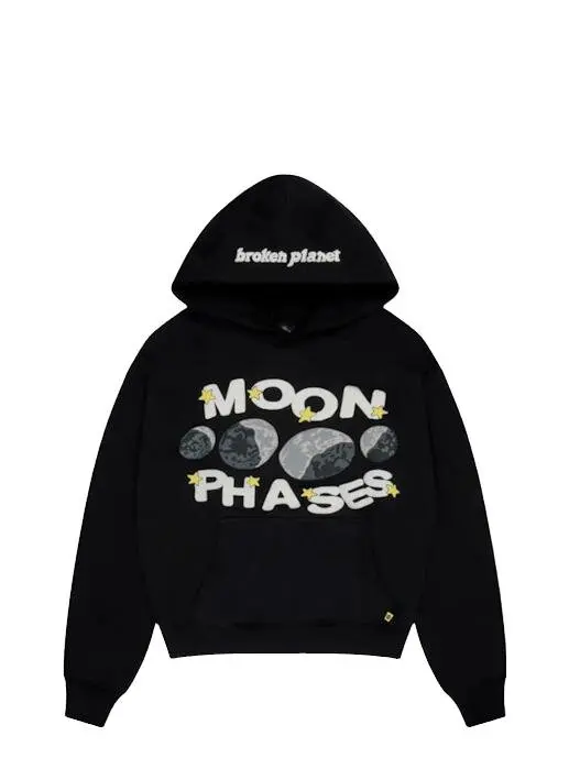 BROKEN PLANET Moon Phases Hoodie - Midnight Black