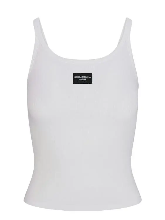 SKIMS X Dolce&gabbana Cotton Rib Scoop Tank - Snow