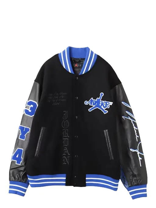 JORDAN X Awake Ny Varsity Jacket - Black/game Royal
