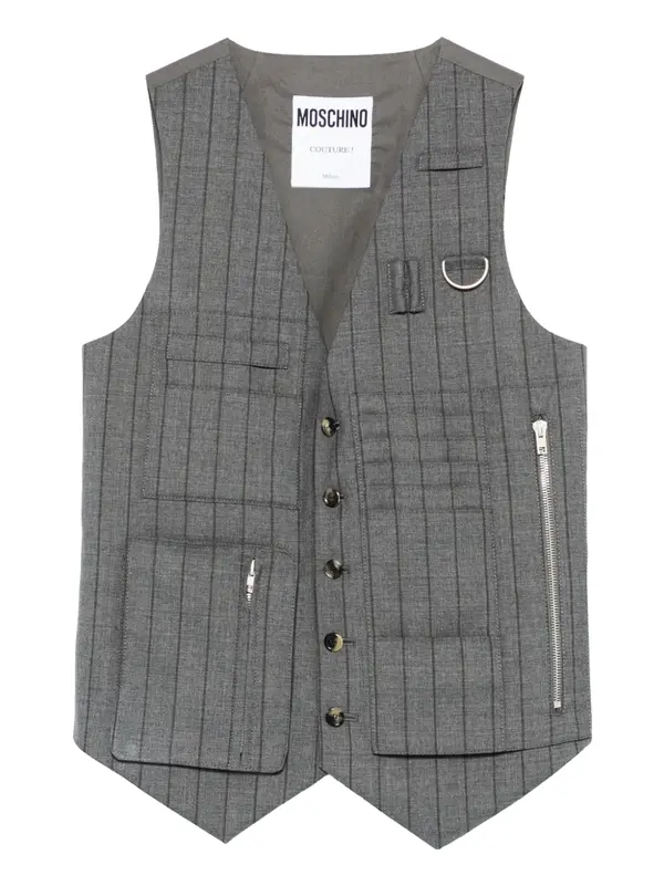 Moschino Striped Waistcoat - Grey