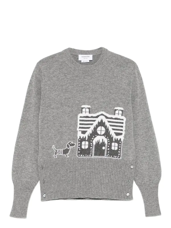 Thom Browne Holiday Scenery Merino Wool Sweater - Grey