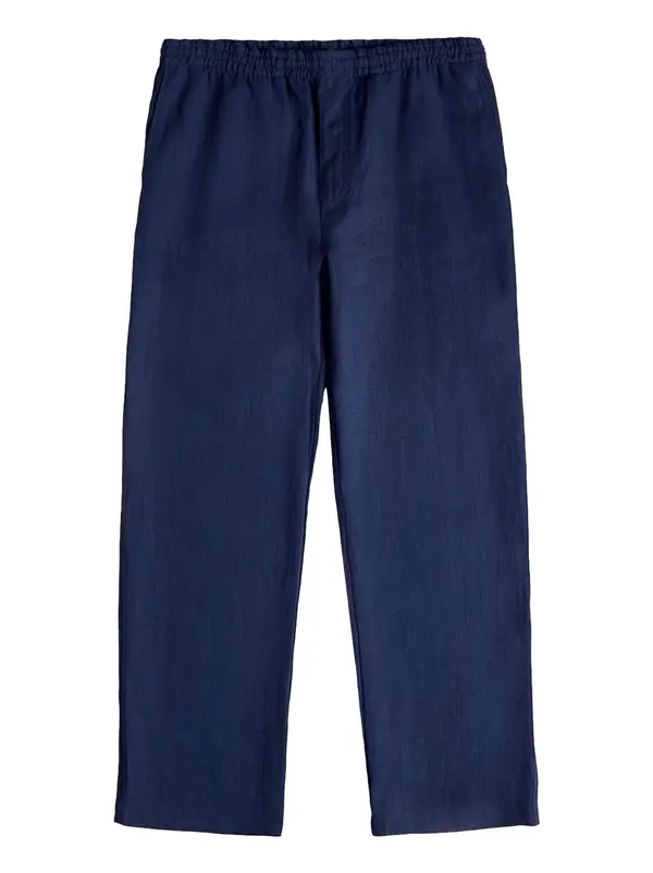 TOD'S Coulisse Linen Trousers - Blue