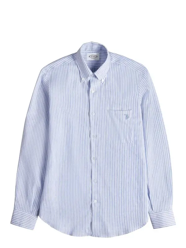 TOD'S Striped Linen Shirt - Blue