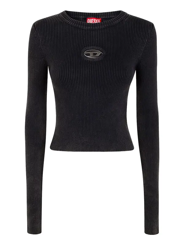 DIESEL Ribbed Knit Top - Black