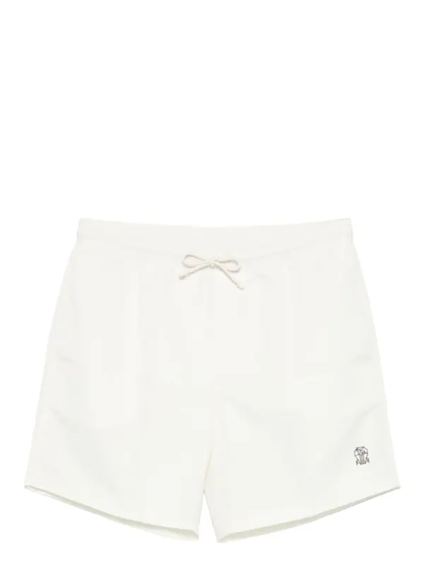 Brunello Cucinelli Logo-embroidered Swim Shorts - White
