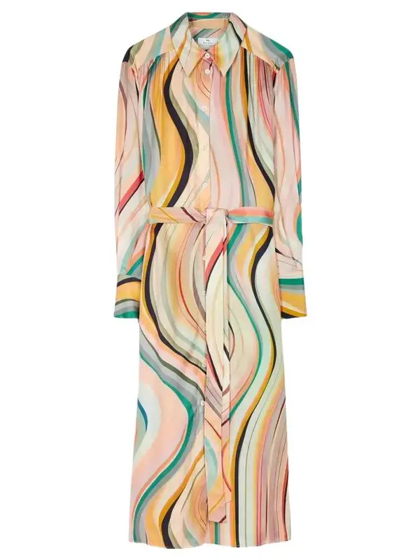 Paul Smith Patterned Midi Shirt Dress - Neutrals