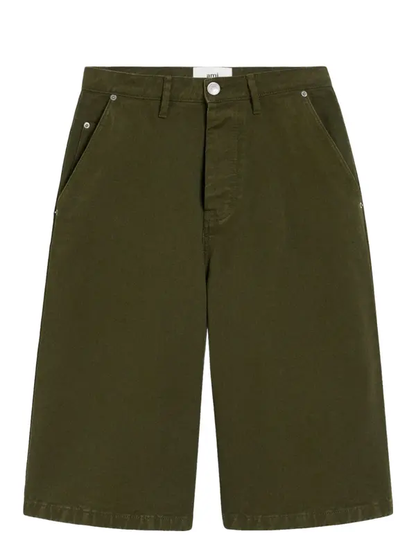 Ami Wide-leg Bermuda Shorts - Green