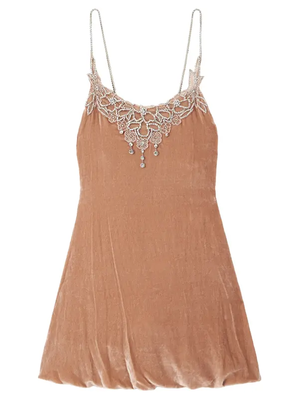 Rabanne Embellished Velvet Mini Dress - Pink