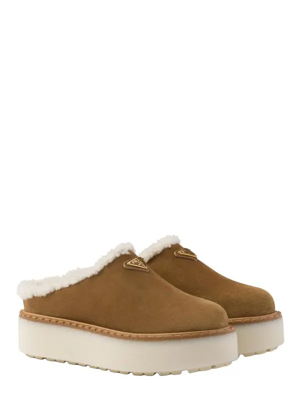 Prada Suede Slippers - Brown