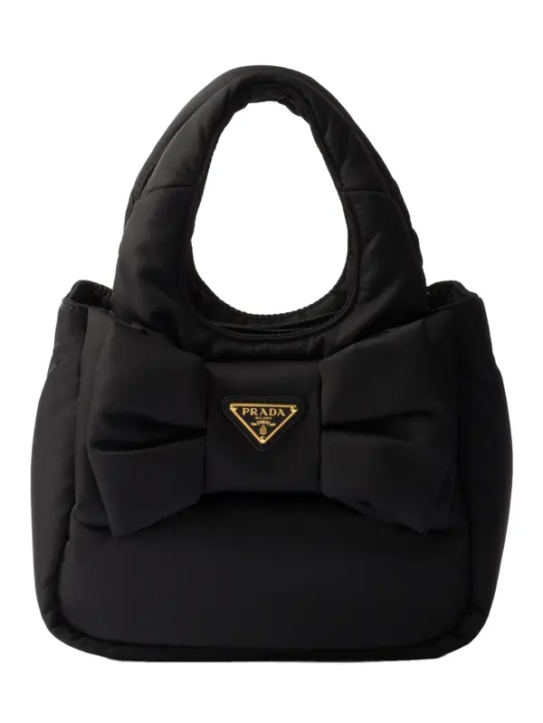 Prada Mini Padded Re-nylon Bag With Bow - Black