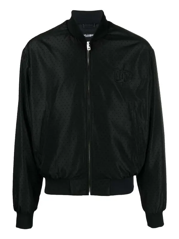 Dolce & Gabbana Logo Patch Bomber Jacket - Black