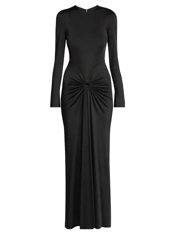 Victoria Beckham Gathered Long Sleeve Gown - Black