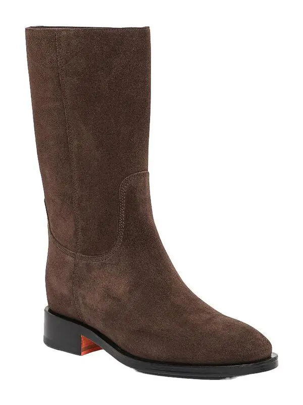 Santoni Suede Riding Boots - Dark Brown