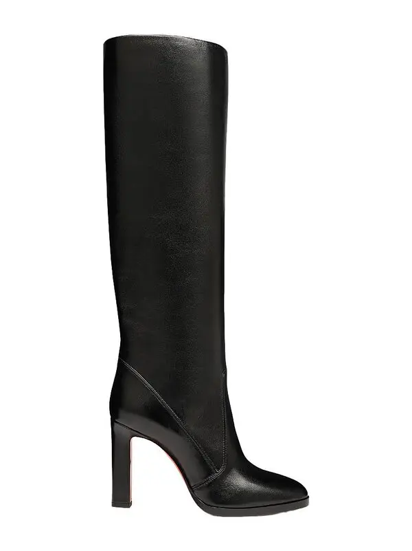 Santoni Andy Leather Knee High Boot - Black