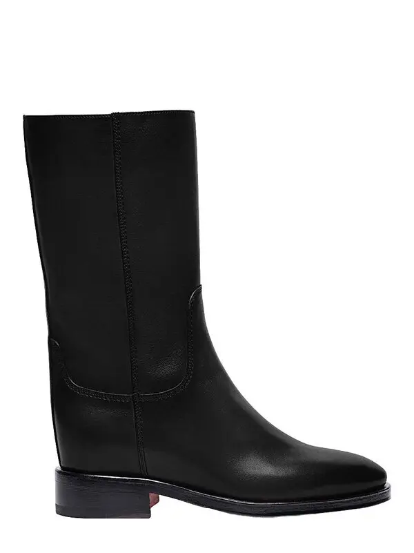 Santoni Fleeces Leather Boots - Black