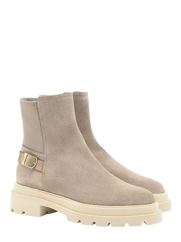 Santoni Erin Suede Ankle Bootie - Beige
