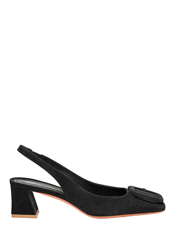 Santoni Suede Slingback Pumps - Black