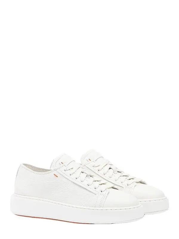 Santoni Anginal Tumbled Leather Sneaker - White