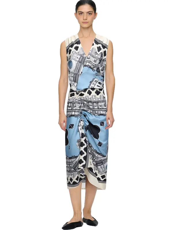 CALLAS MILANO Agnes Silk Print Dress - Black
