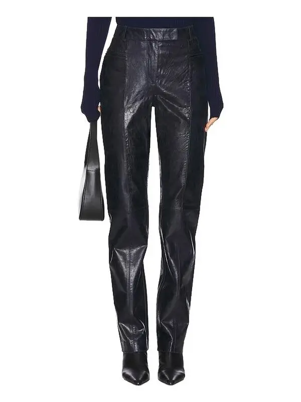 Remain Birger Christensen Slim Leather Suiting Pants - Dark Sapphire
