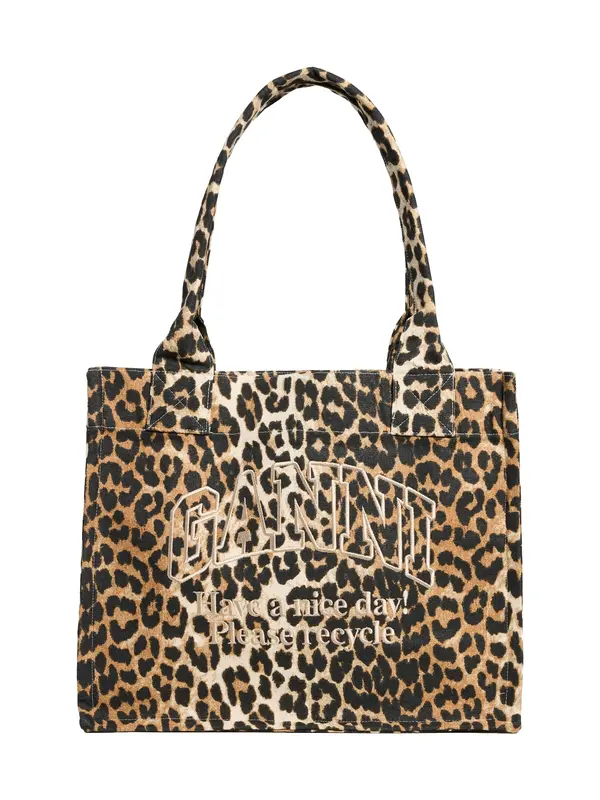 GANNI Large Print Easy Shopper Tote - Leopard