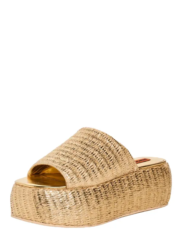 SIMONMILLER Metallic Raffia Platform Sandals - Gold/natural