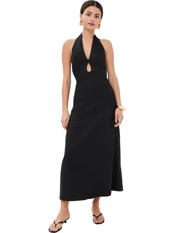 Cult Gaia Lianna Linen Midi Dress - Black