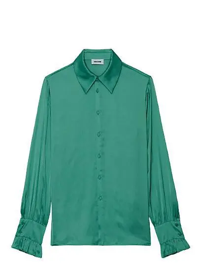Zadig&Voltaire Wing-embellished Satin Shirt - Emerald